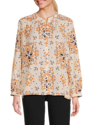 JOIE Fano Medallion Print Blouse worn by Martha Cro­ker (Di­ane Lane ...